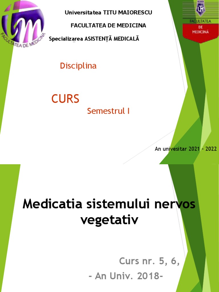 05 - 06 - 07.curs Farmacologie Speciala (SNV) | PDF | Acetylcholine | Autonomic Nervous System