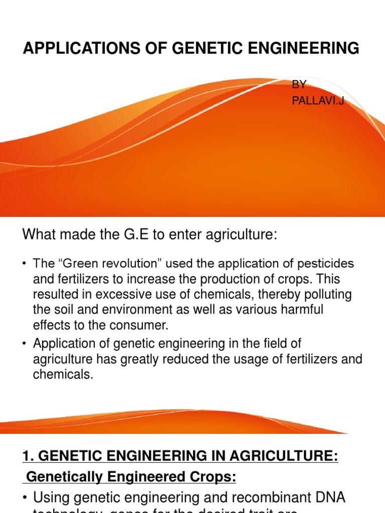 Applications of Genetic Engineering | PDF | Genetically Modified ...