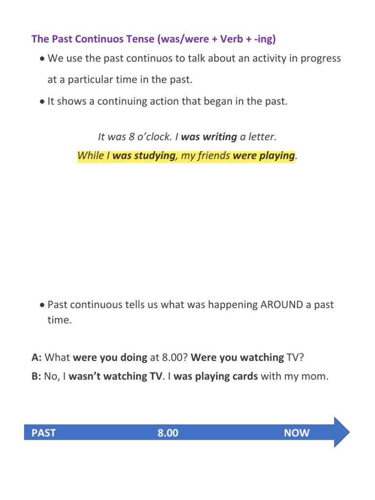 Past Continuous Notes PDF | PDF | Language Mechanics | Grammar