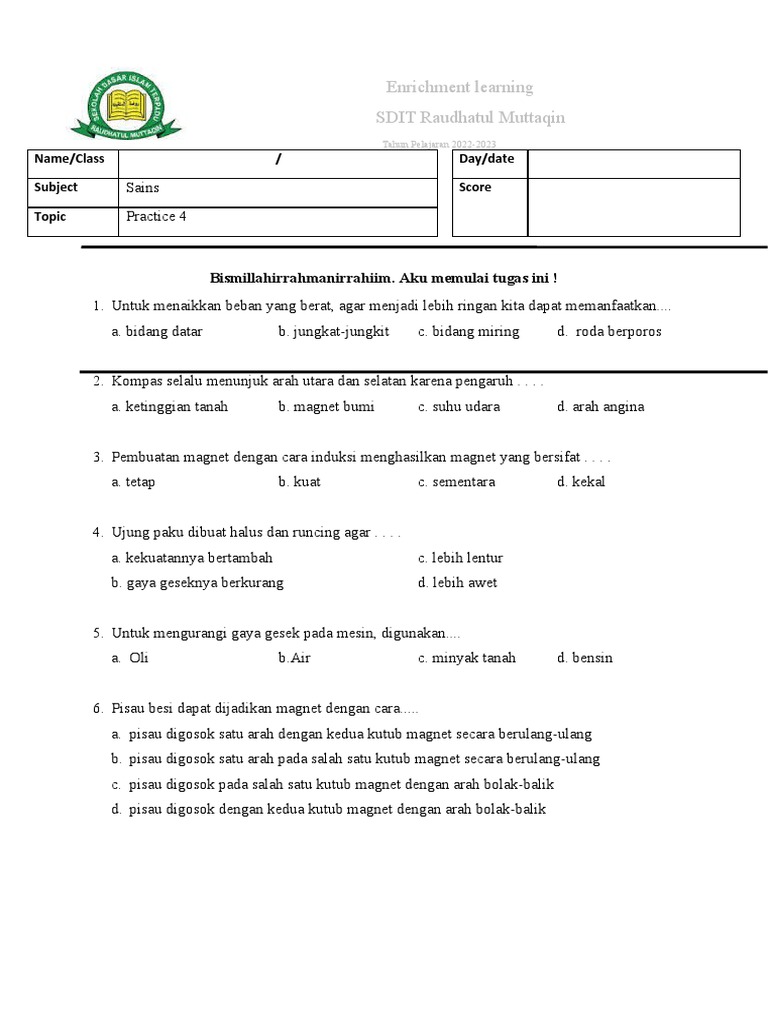Latihan 4 OSN Sains Kls 5 | PDF