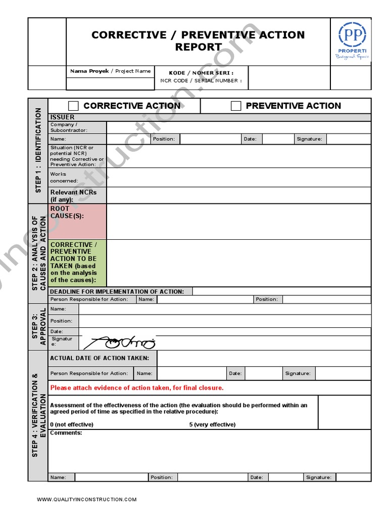 Corrective / Preventive Action | PDF