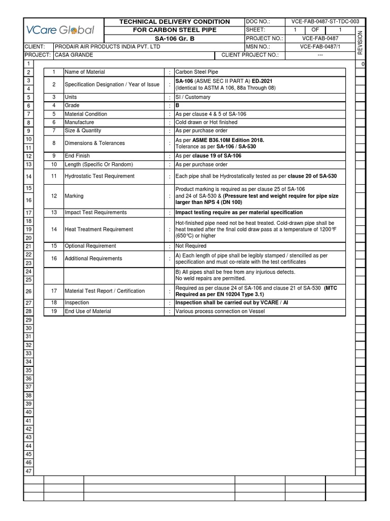 VCE-FAB-0487-ST-TDC-003_R0_CS Pipe (SA 106 GR.B).pdf | PDF