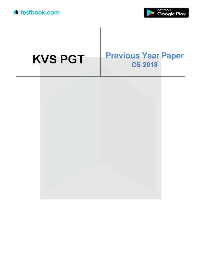 KVS PGT Computer Science Paper 2018 | PDF | Business | Computers