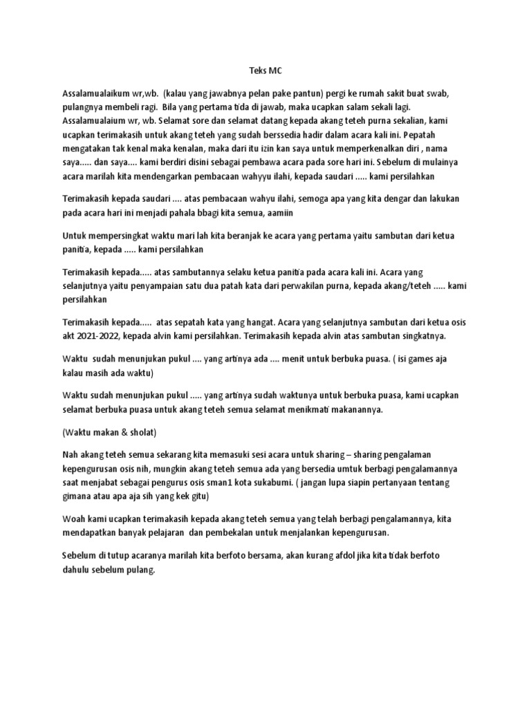 Teks MC Bukber | PDF
