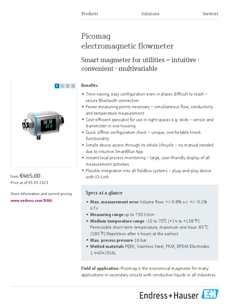 Endress-Hauser Picomag DMA EN PDF | PDF | Bluetooth | Power Supply