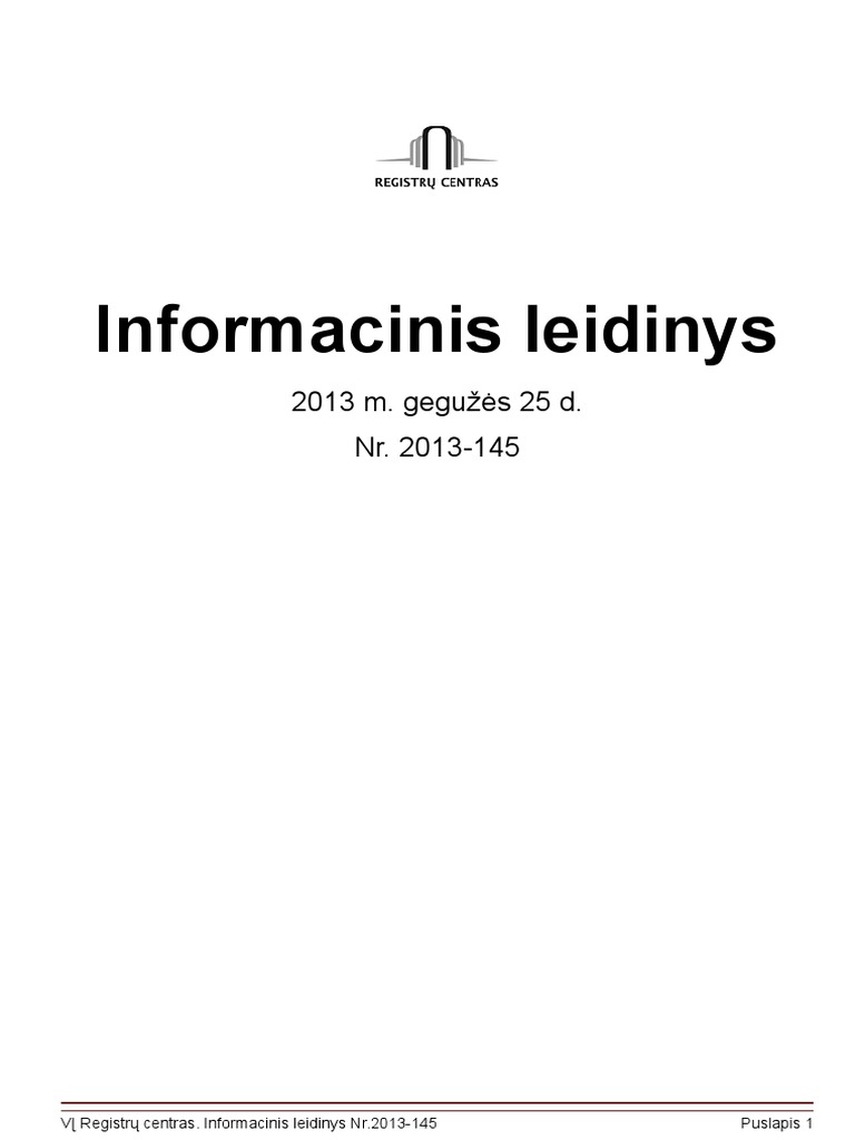Informacinis Leidinys: 2013 M. Gegužės 25 D. Nr. 2013-145 | PDF