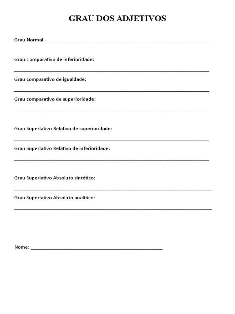 Graus dos Adjetivos na Língua Portuguesa | PDF