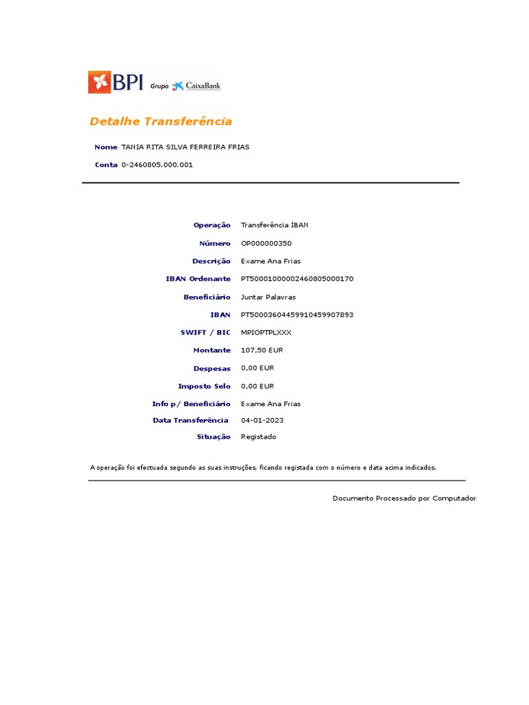 Comprovativo TransferenciaIBAN PDF | PDF