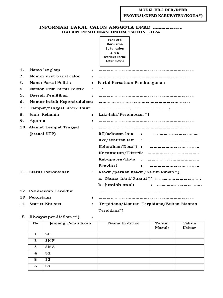 Form - Model BB.2 | PDF