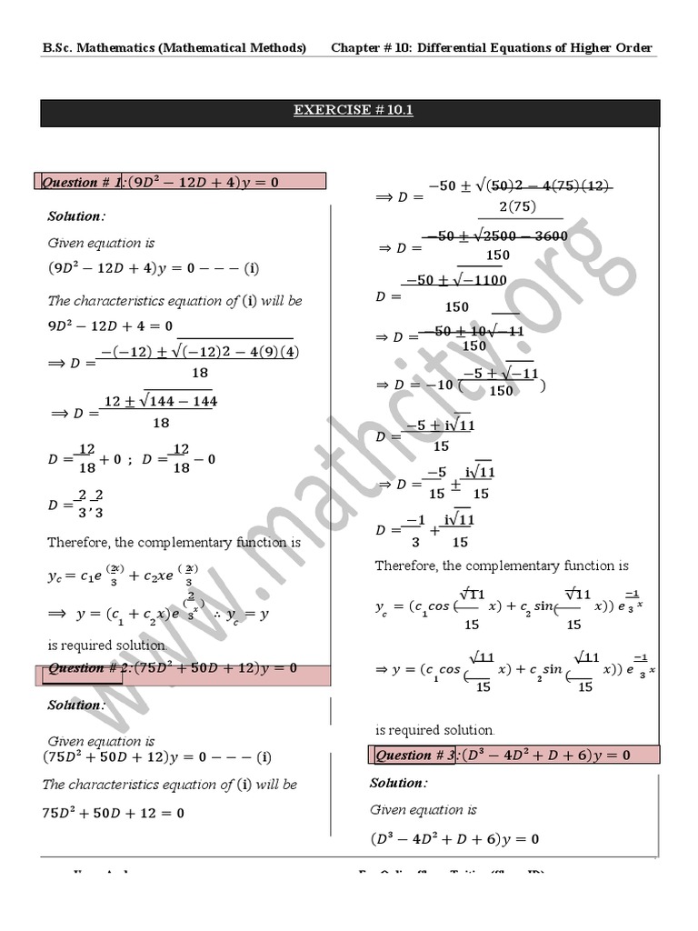 Question # 1: (9 Solution:: Given Equation Is | PDF