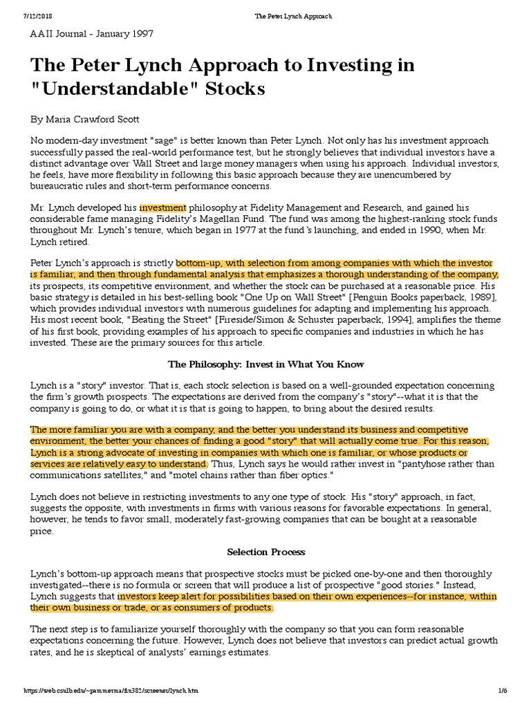 The Peter Lynch Approach PDF | PDF