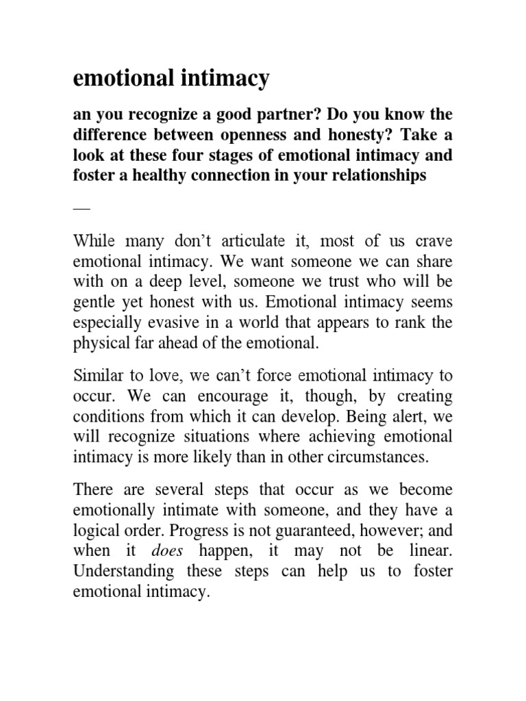 Emotional Intimacy | PDF