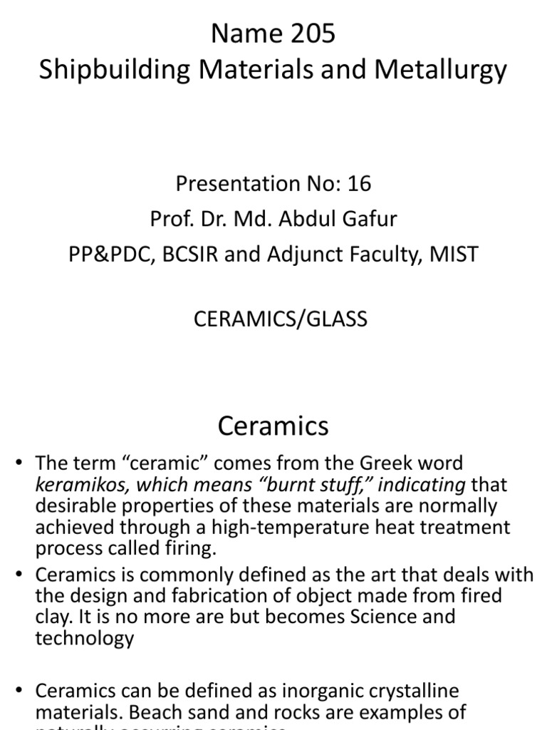 Presentation16 GLASS AND CERAMICS PDF | PDF | Science & Mathematics ...