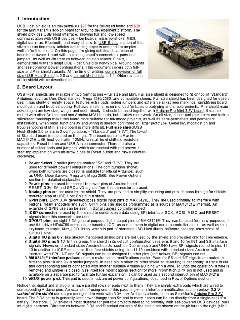 USB Host Shield Hardware Manual PDF | Download Free PDF | Usb | Arduino