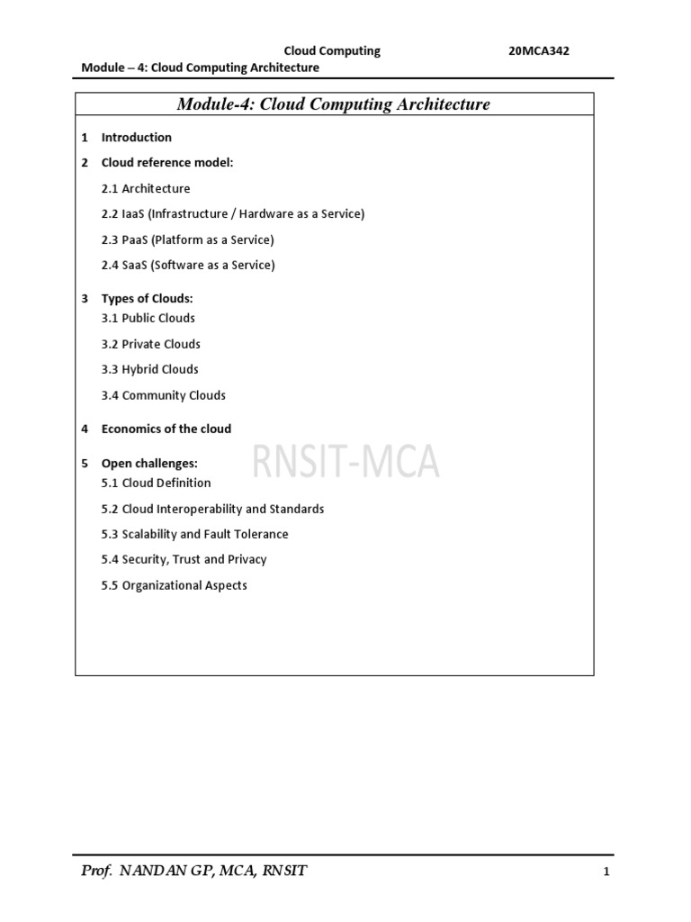 Module-4 Cloud Computing Architecture PDF | Download Free PDF | Cloud Computing | Software As A ...