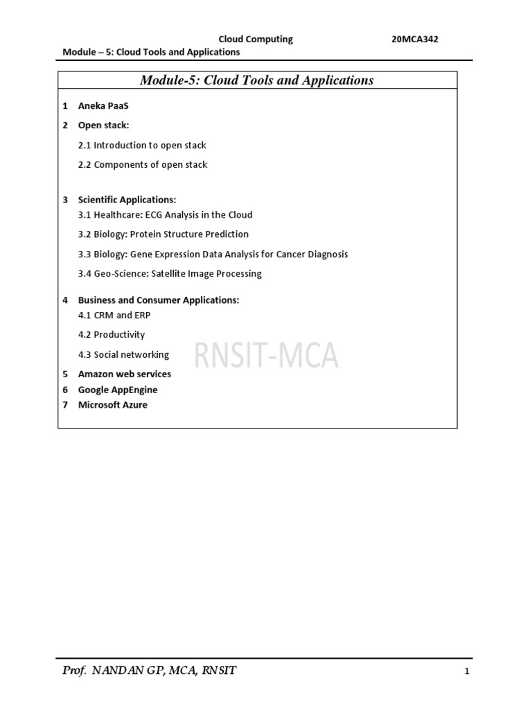 Module-5 Cloud Tools and Applications | PDF | Cloud Computing | Open Stack