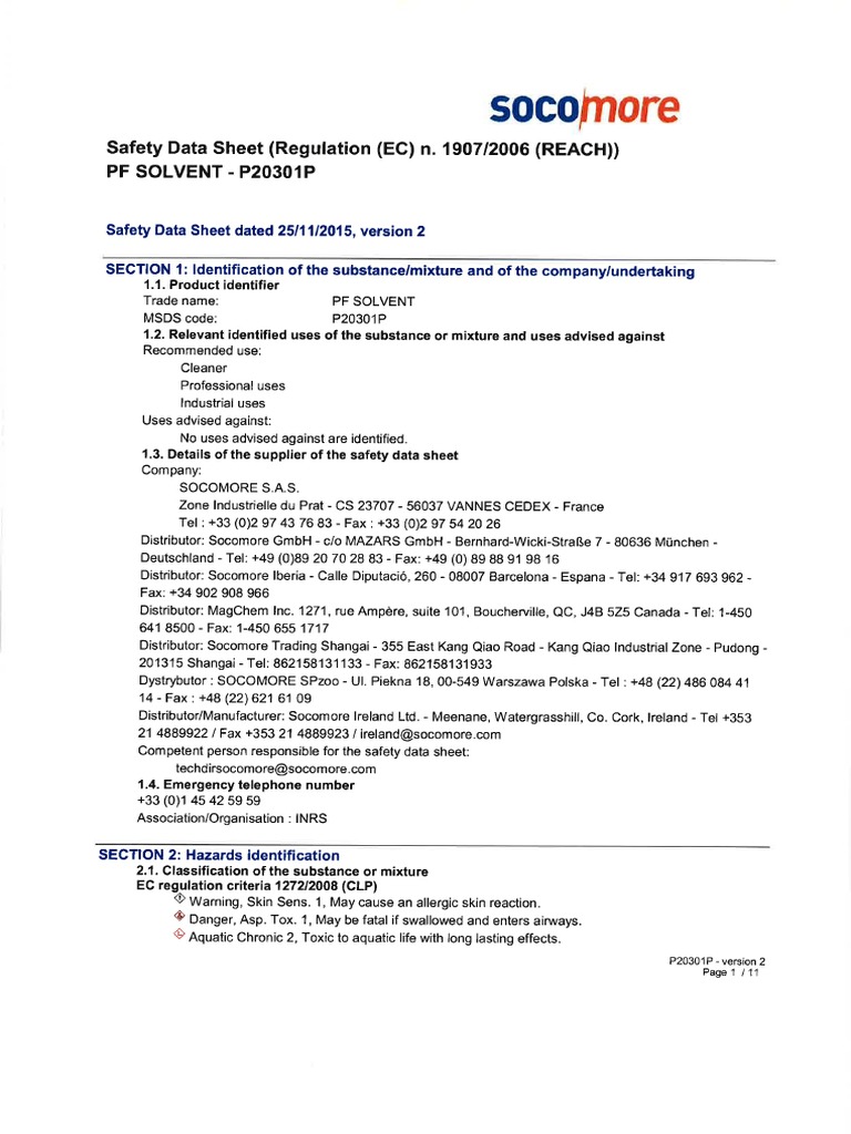 Socomore Solvent Cleaner | PDF