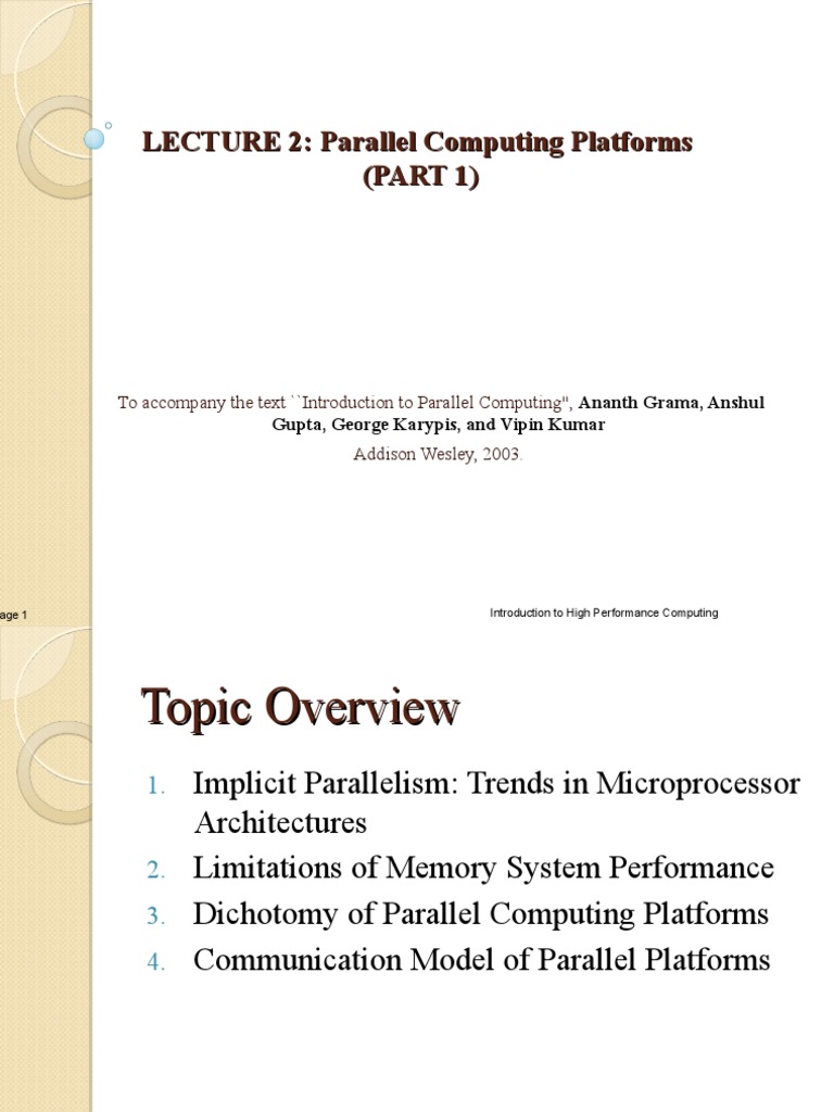 Lecture 2 Parallel Programming Platforms Part I Updated 2021 Pdf