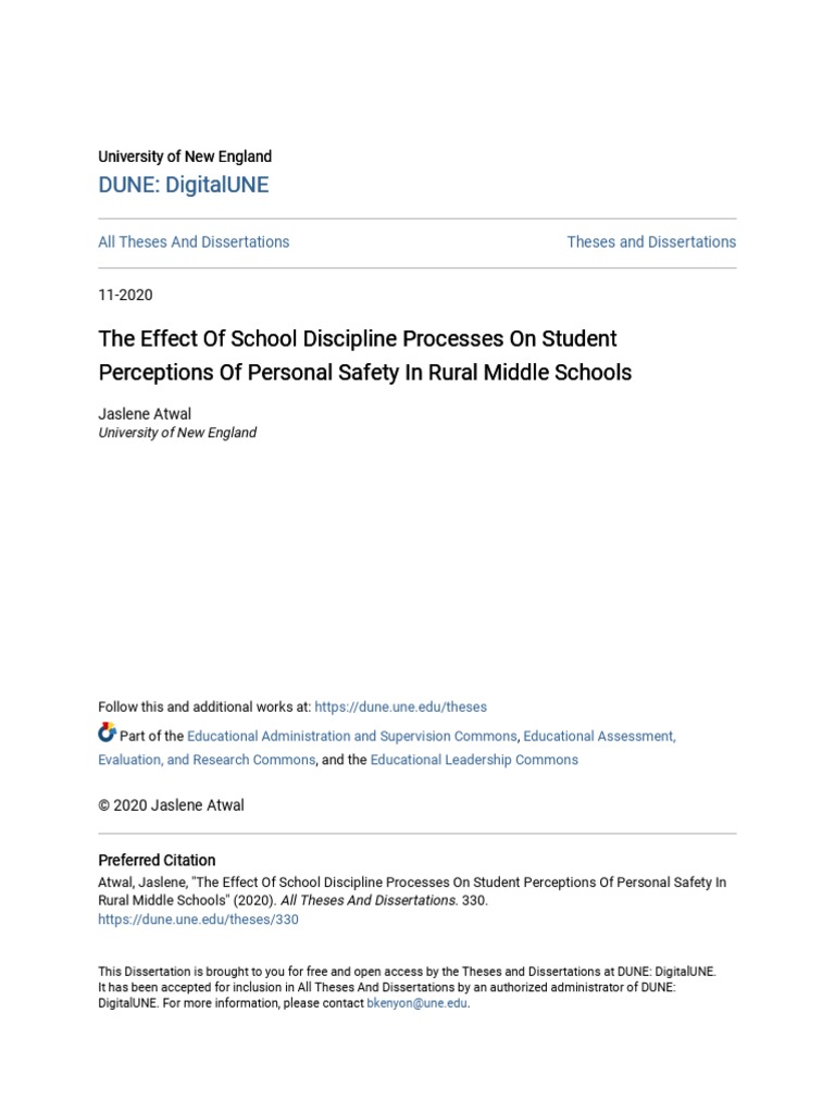 The Effect of School Discipline Processes On Student Perceptions PDF | PDF