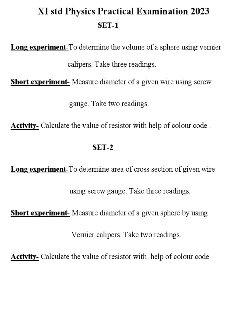 Physics Practical Examination 2023 (11th) PDF | PDF