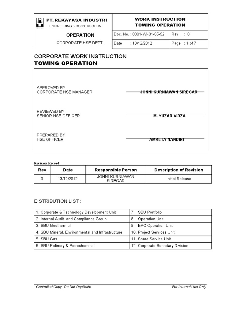 8001-WI - 01-05-52 Towing Operation | PDF