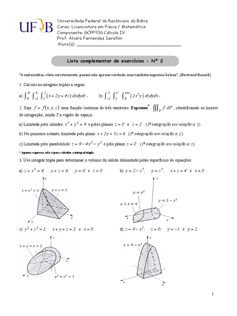 Cálculo de Integrais Triplas e Volume | PDF | Esfera | Integrante