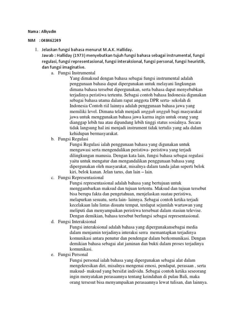 Tugas 1 Ut Bahasa Indonesia PDF | PDF