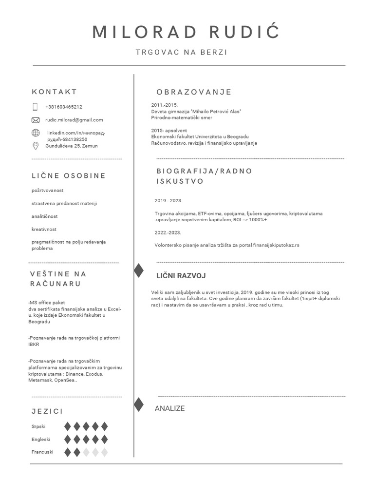 White Simple Student CV Resume | PDF