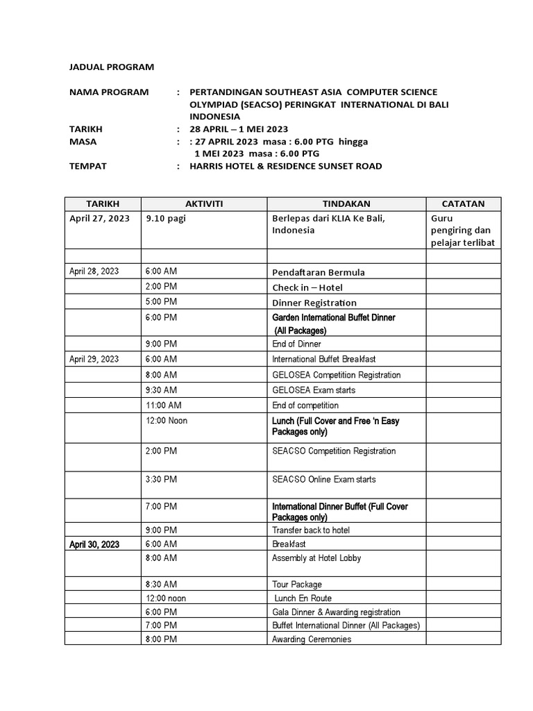 JADUAL PROGRAM(AIDAH).docx | PDF