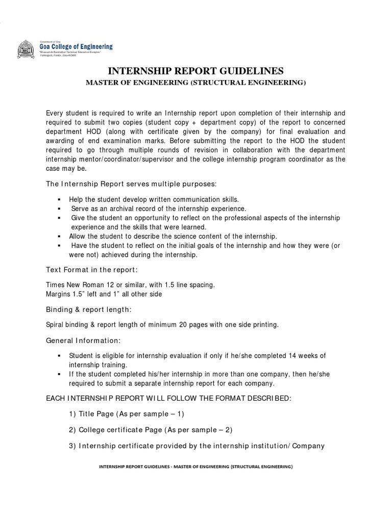 INTERNSHIP REPORT GUIDELINES Mod PDF | PDF