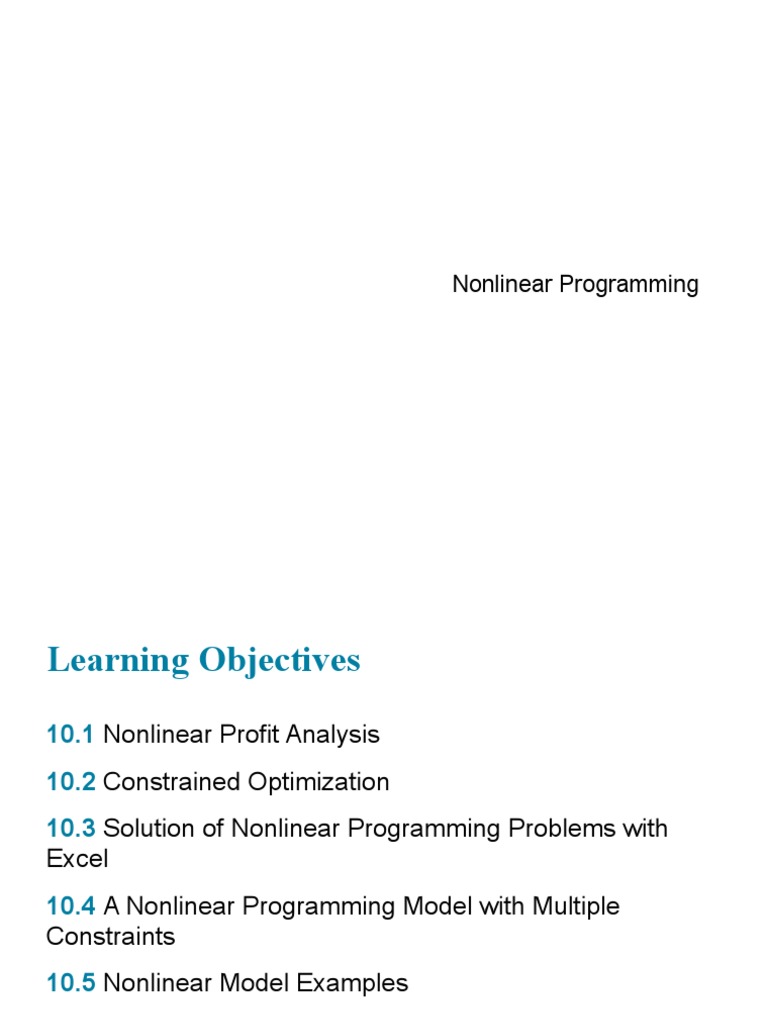 Week 8 - Nonlinear Programming | PDF