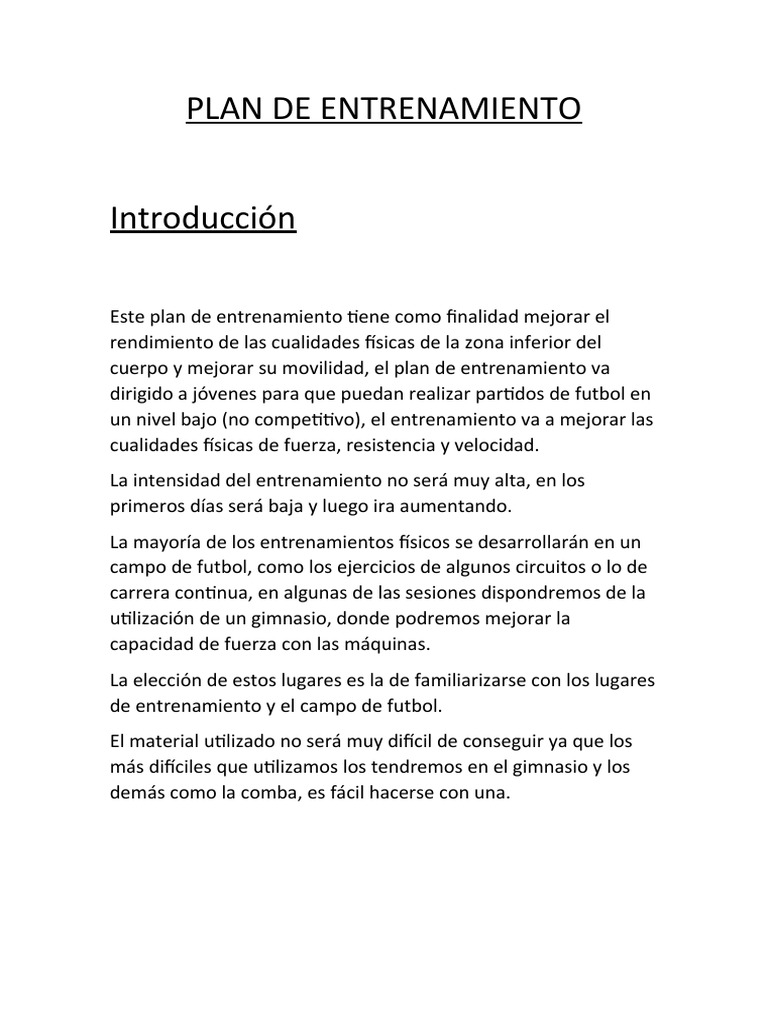 Plan de entrenamiento | PDF