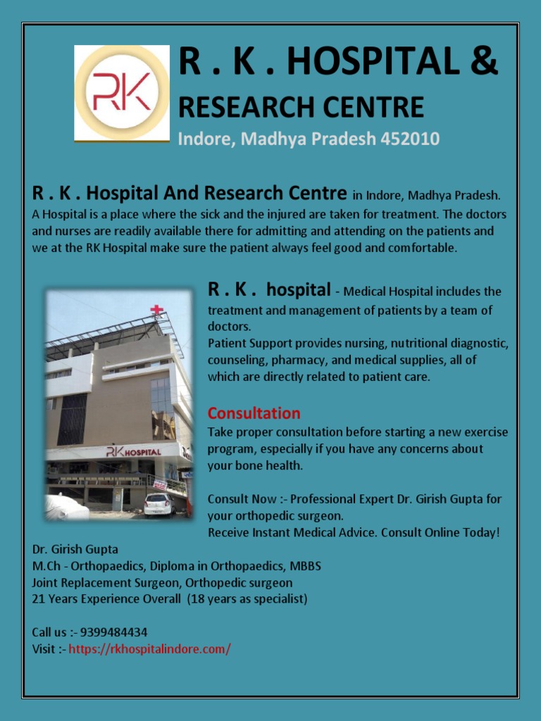 R.K. Hospital Indore: Expert Orthopedic Care | PDF