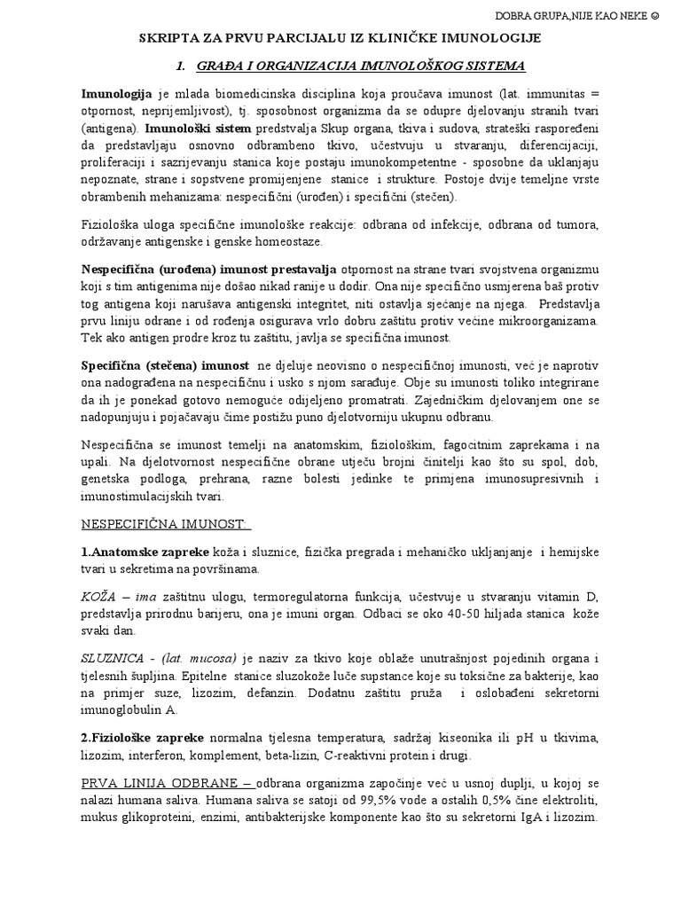 Klinicka-Imunologija P1 | PDF