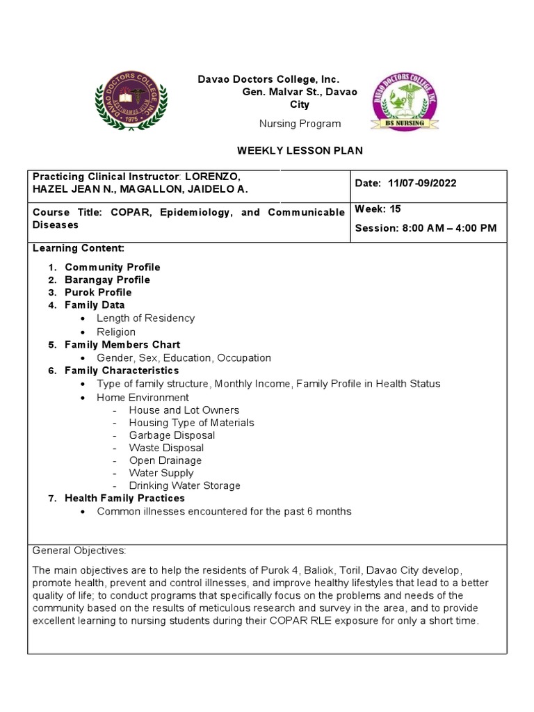 Lesson-Plan 14a CHN | PDF | Nursing | Community