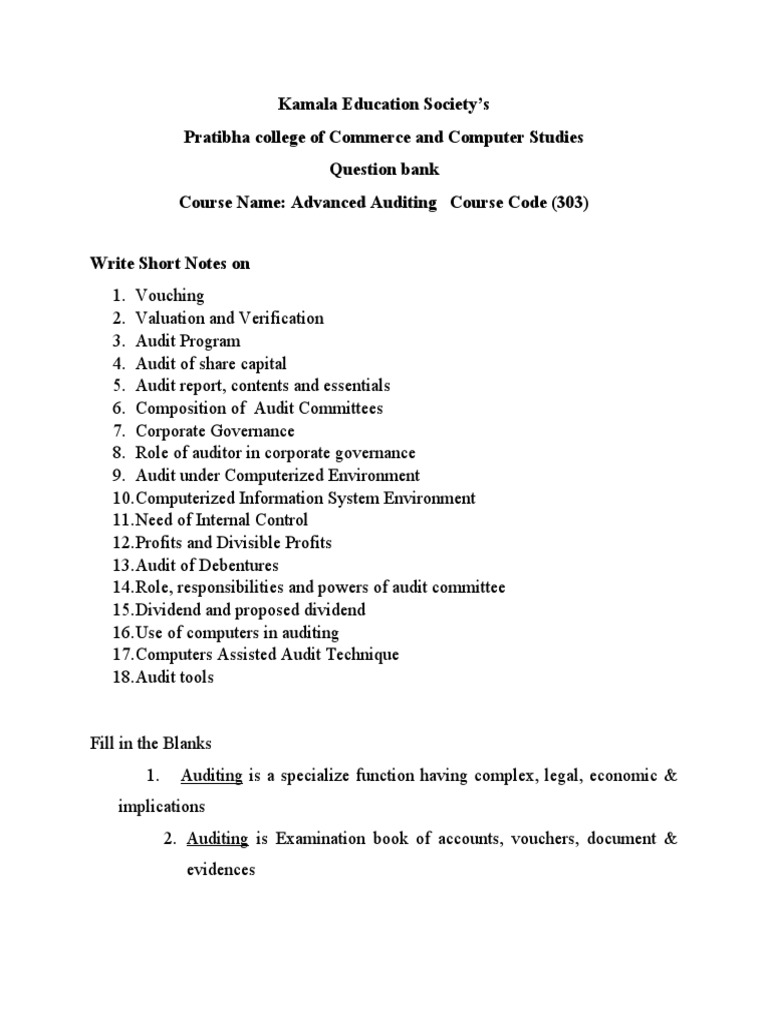 Advanced Auditing Study Guide | PDF