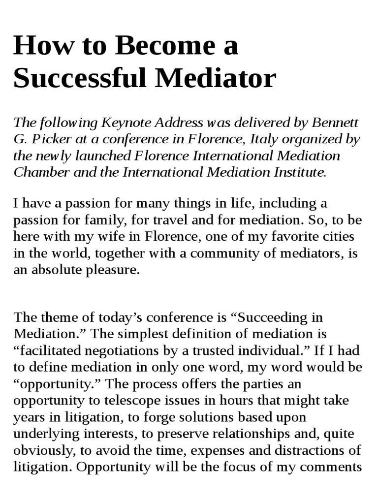 How To Become A Successful Mediator | PDF | Mediation | Alternative ...