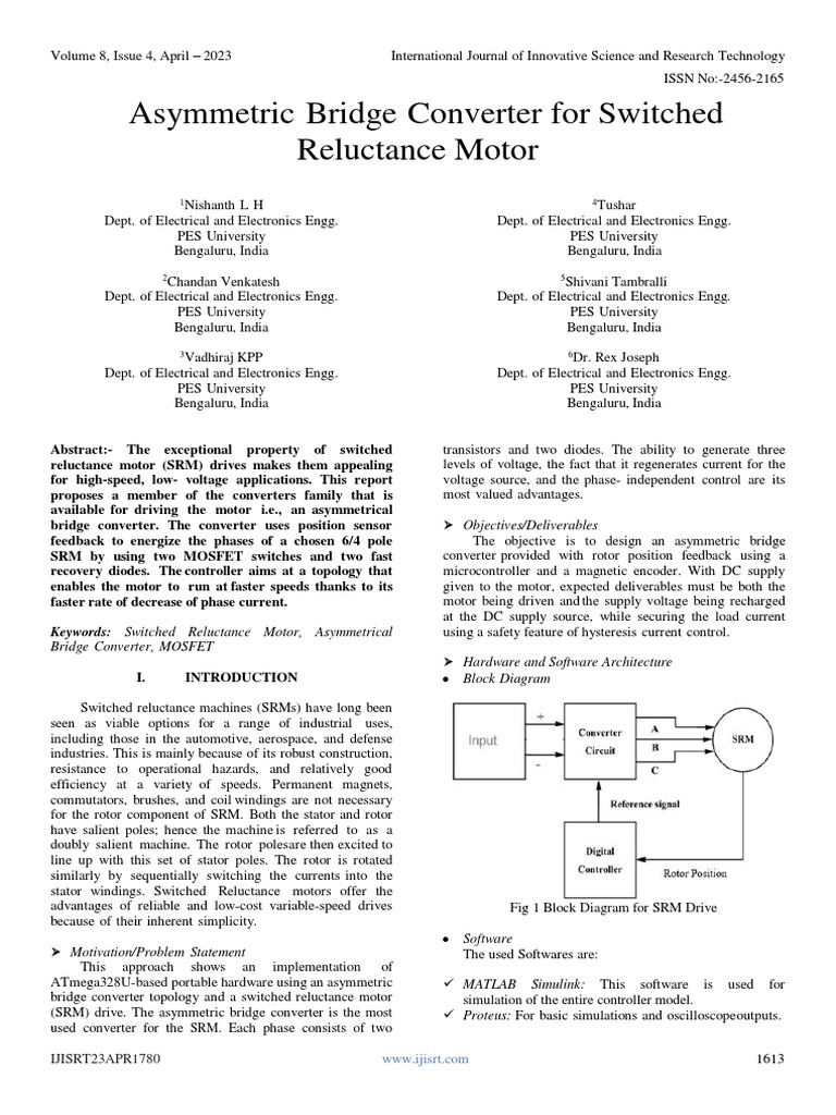Asymmetric Bridge Converter For Switched Reluctance Motor | PDF