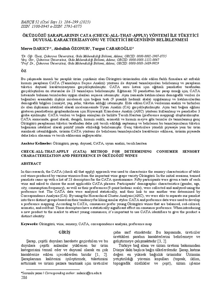 K - ZG - Z - Araplar - N - N CATA (Check-All-That-Apply) Y - Ntemi - Le T - Ketici Duyusal ...