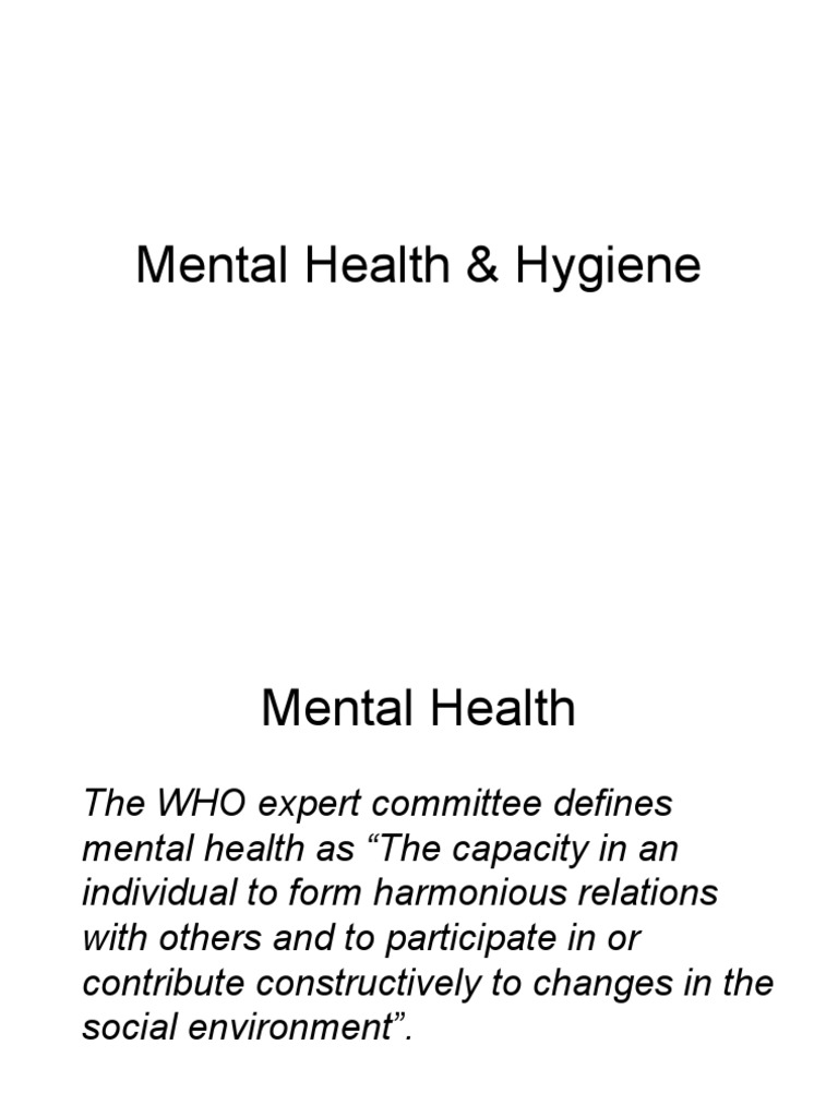 Mental Health & Hygiene | PDF