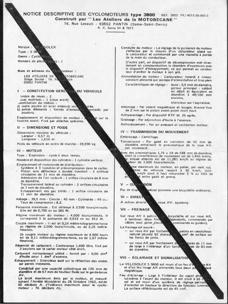 Certificat De Conformite Pour Solex 3800