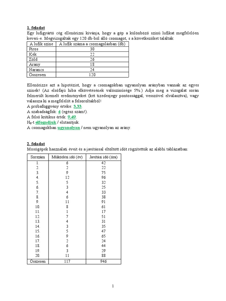 Mintafeladatok 2.negyedév | PDF