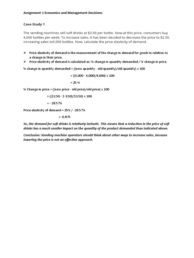 Assignment 1. Economics & Management Decisions | PDF