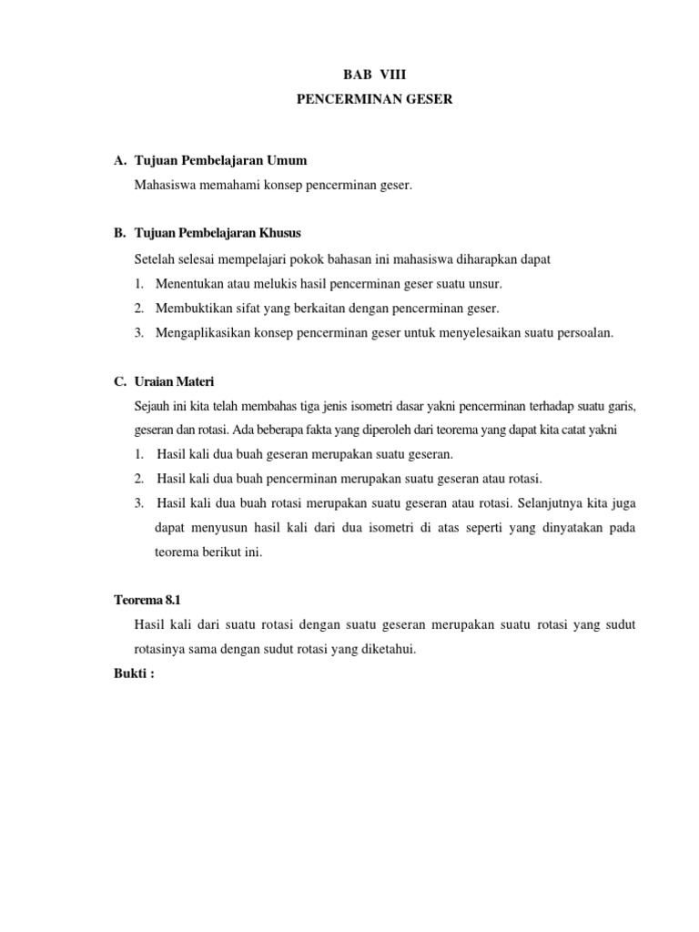 Pencerminan Geser PDF | PDF | Metode & Bahan Ajar