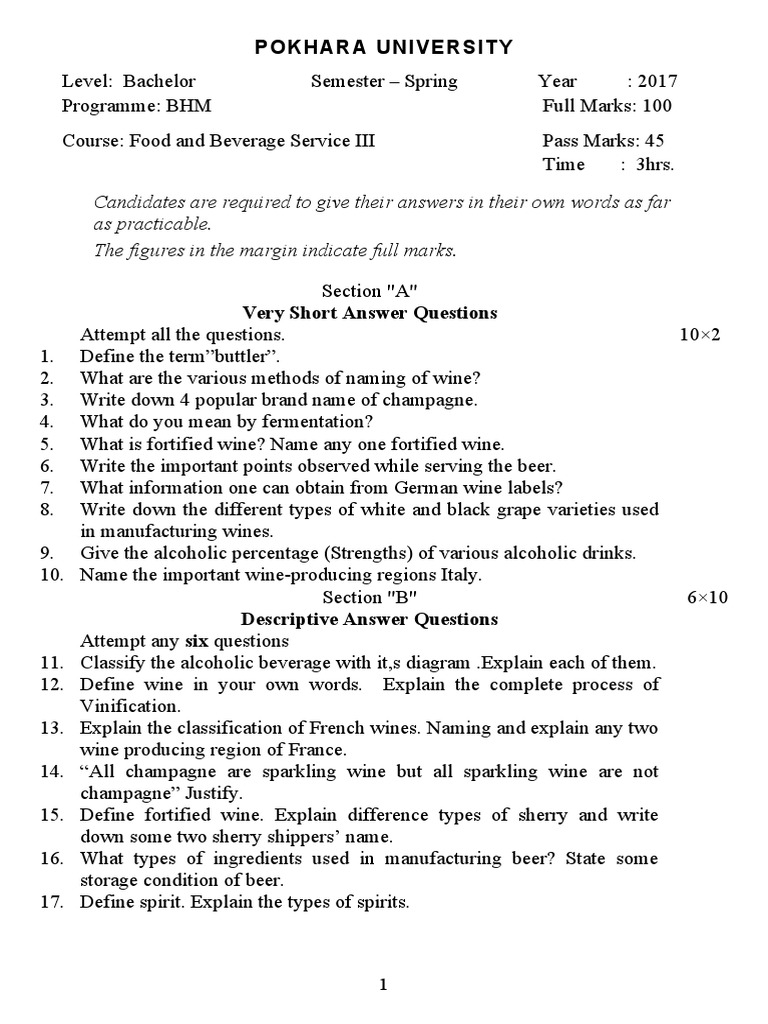 Food and Beverage Service III - 1 | PDF | Foreign Language Studies