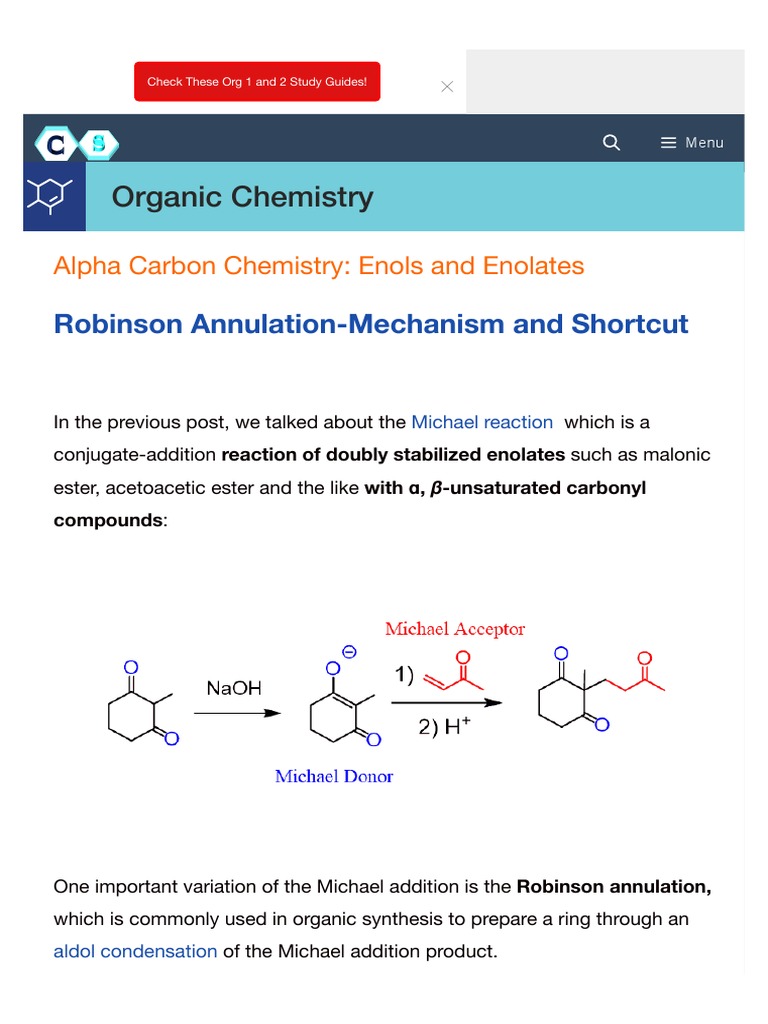Robinson Annulation-Mechanism and Shortcut - Chem PDF | PDF