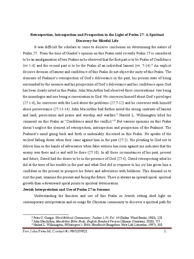 Introspection and Retrospection in Psalm 27 | PDF