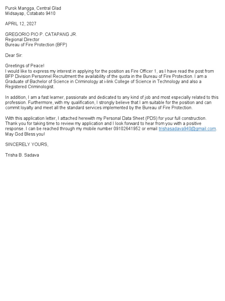 Application Letter 1 | PDF