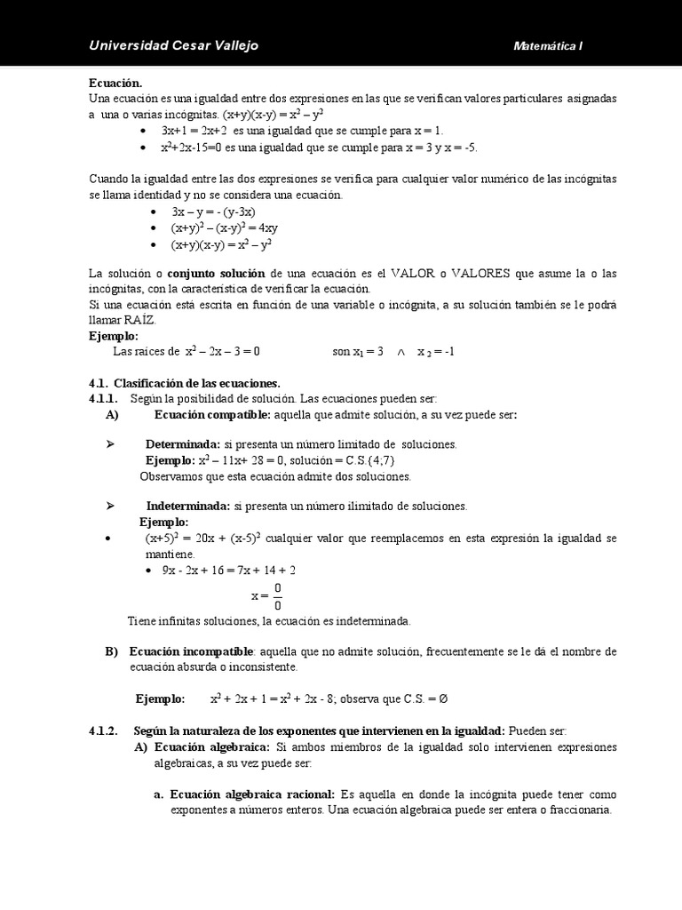 Ecuaciones e Inecuaciones PDF | PDF