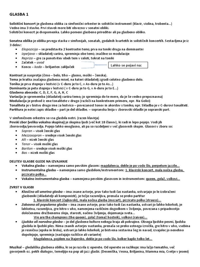 Glasba 1 | PDF